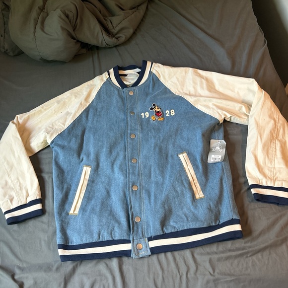 Disney | Jackets & Coats | Vintage Blue And Cream Mickey Mouse Varsity ...
